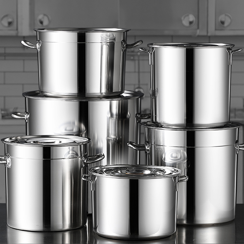 304 Stainless Steel Pot Household Bucket with Lid Soup Pot Extra Thick ...
