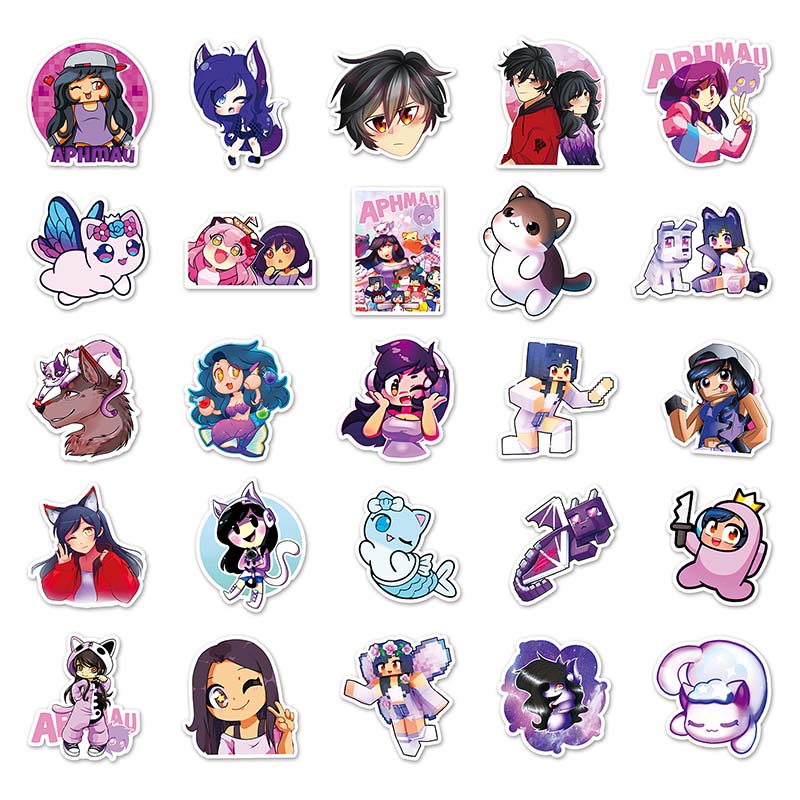 50PCS Aphmau Game Player Sticker for Kids Toys DIY Motorcycle Laptop ...
