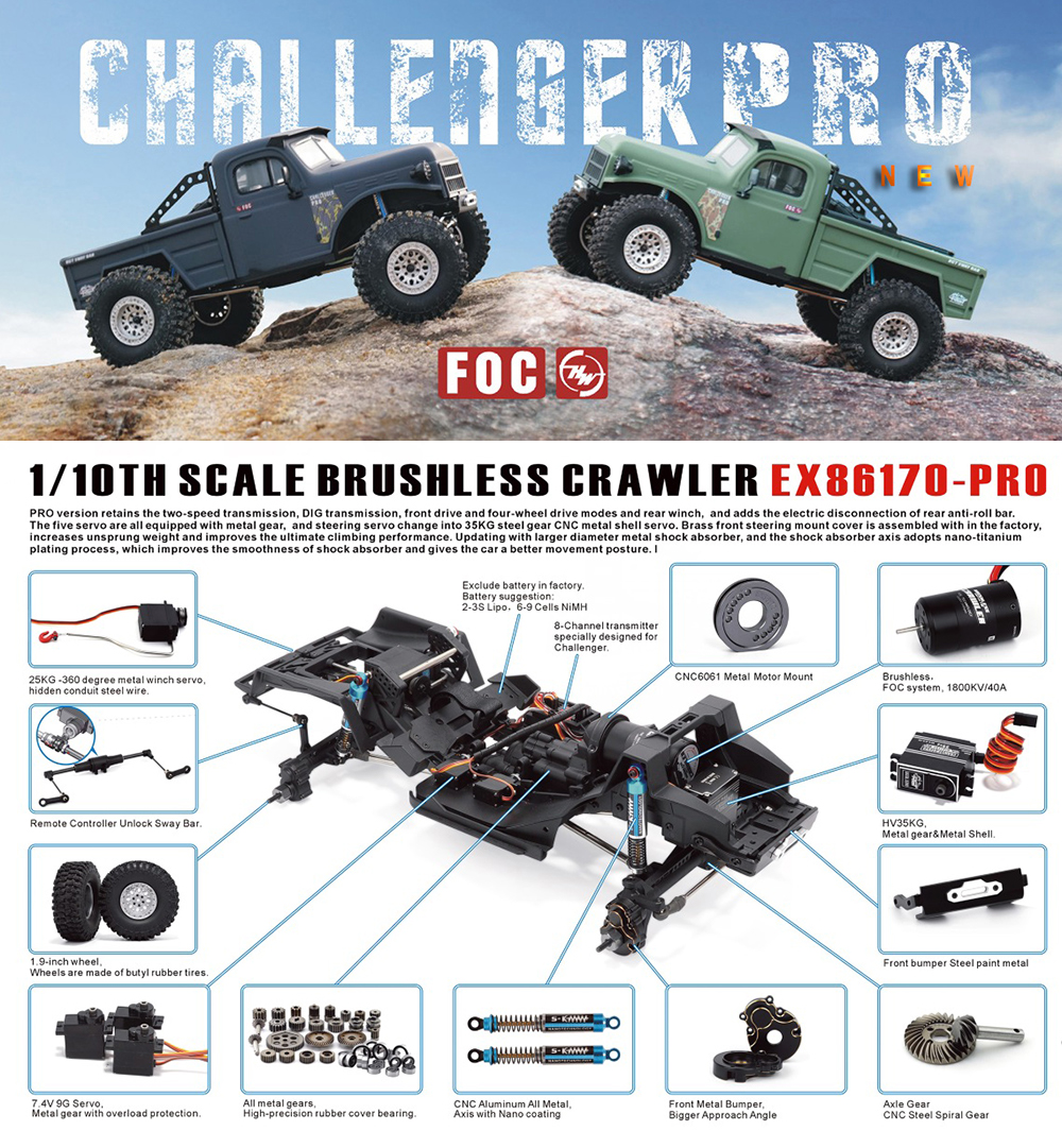 RGT CHALLENGER EX86170 PRO FOC Brushless Power 1/10 RC Electric Remote ...