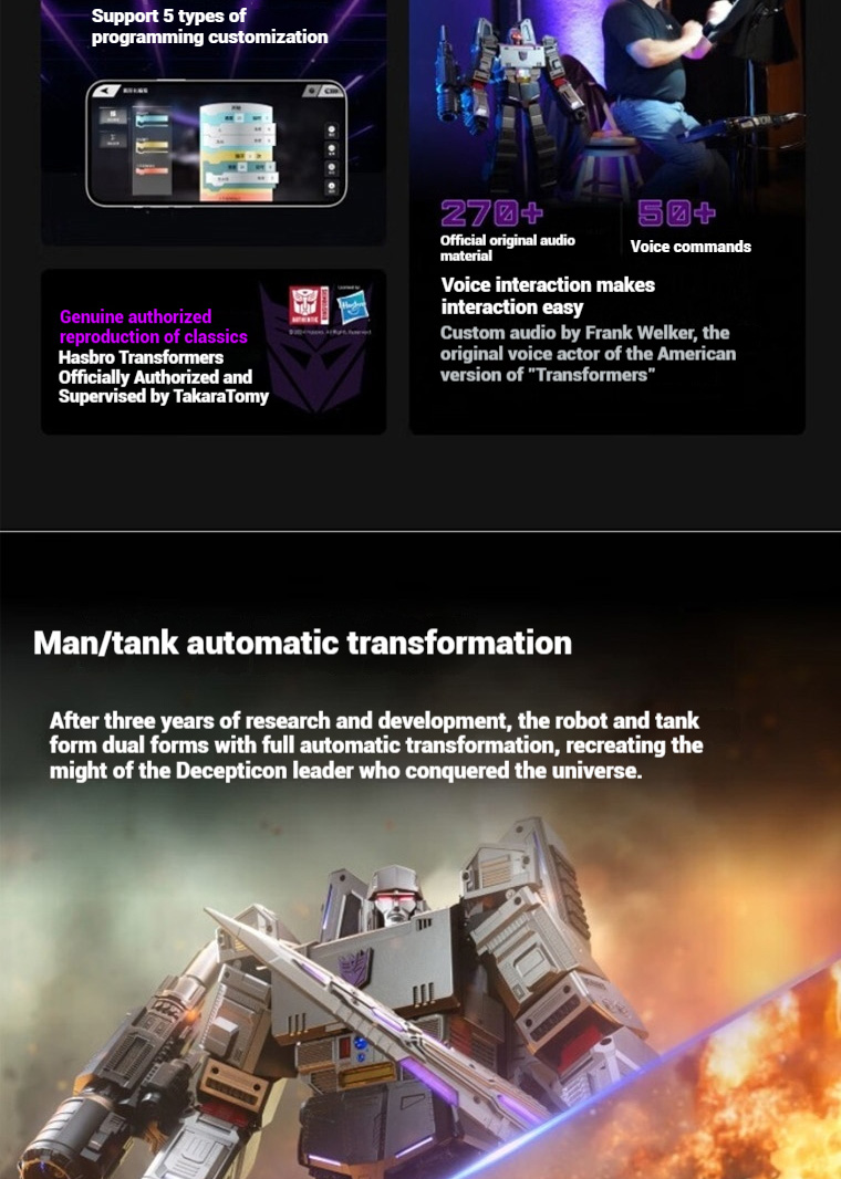 Robosen Megatron Transformers Smart Robot English Dialogue Megatron G1 ...