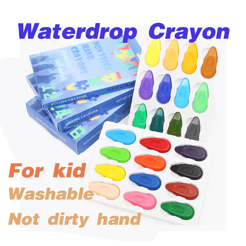 Multi-color Water Drop Shape No-dirty Hands Crayons Box Set Non-toxic ...