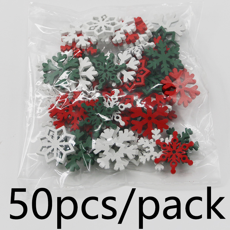 50 Pieces/Pack 23mm Wooden Christmas Snowflake Wood Chip Ornaments ...