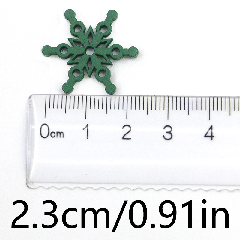 50 Pieces/Pack 23mm Wide Christmas Snowflake Multicolor Wood Chip ...