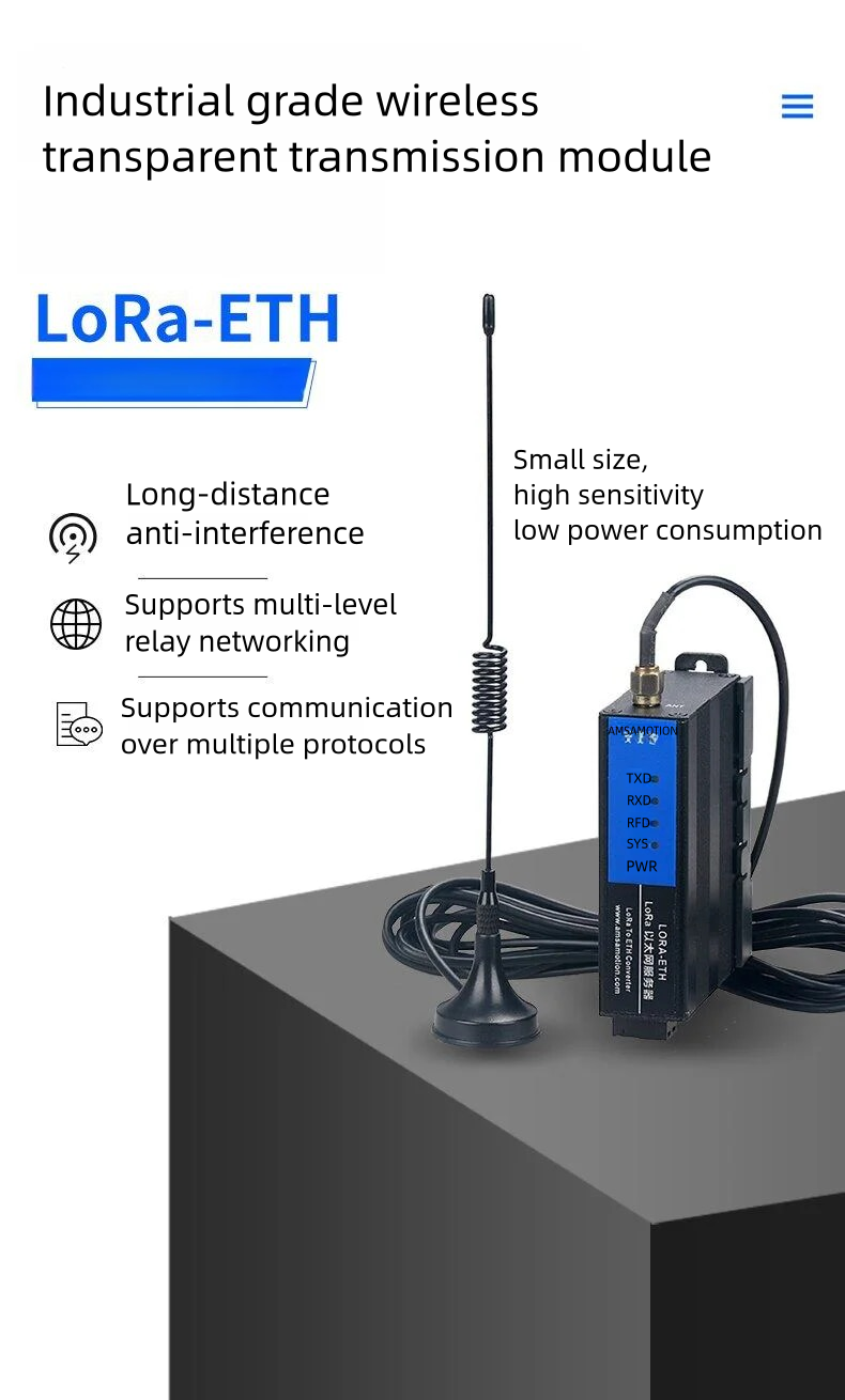 Lora-ETH Ethernet To Wireless Long Rage Radio Communication Modbus TCP ...