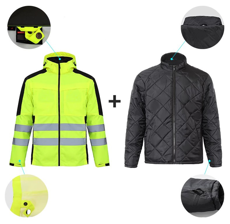 Reflective Jacket Winter Warm and Windproof with Detachable Cotton ...