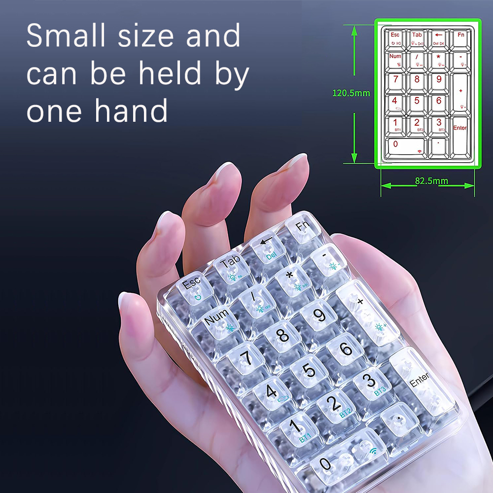 AULA F21 Wireless Numeric Keypad White Backlight Transparent Numeric ...