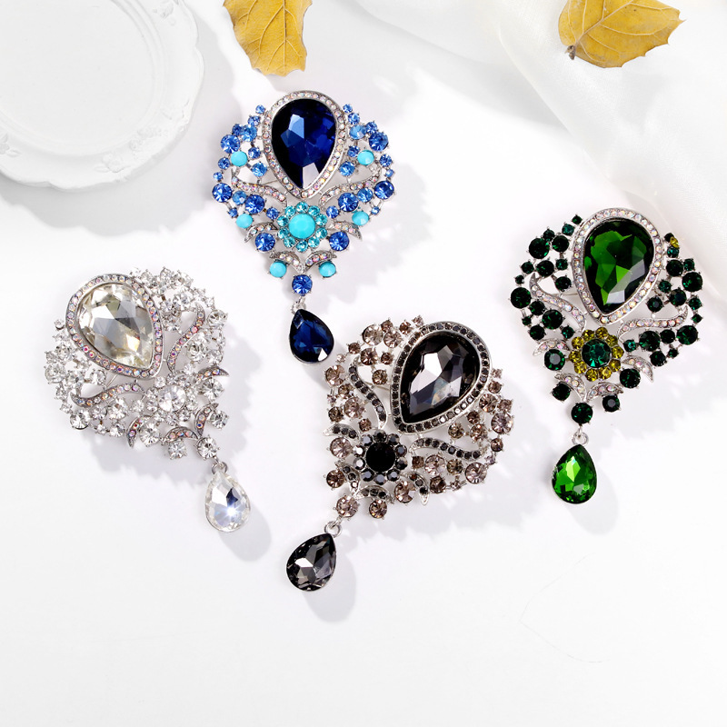 Cross-border European American Classic Exaggerated Crystal Brooch Women ...