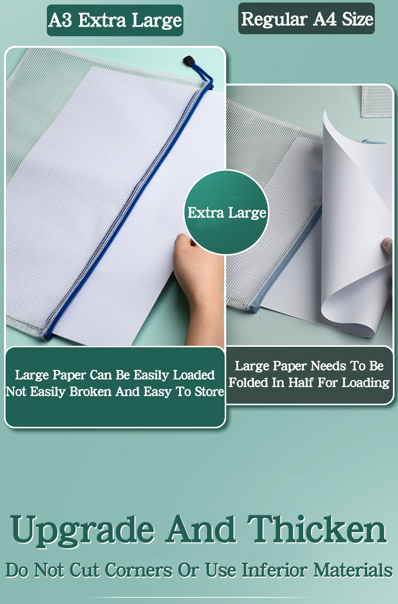 A4/A5 Mesh Zipper File Bag Waterproof Storage Pouch Envelope File ...