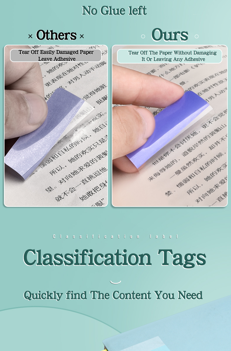 60 Sheets Transparent Colorful Index Labels Office Classification Tag ...