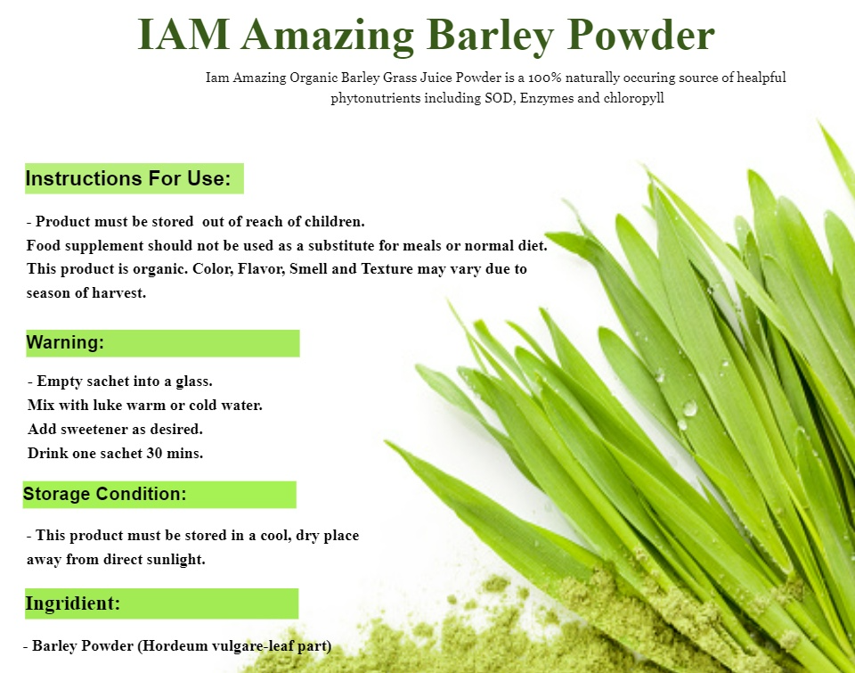 【Original】IAM Amazing Barley Pure Organic Barley Powder Drinks Original ...