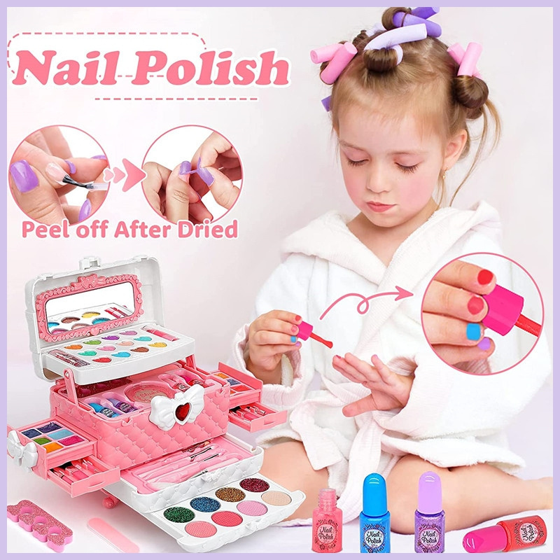 Upgraded Kids Makeup Toys Girls Real Makeup Kit Washable Non-toxic ...