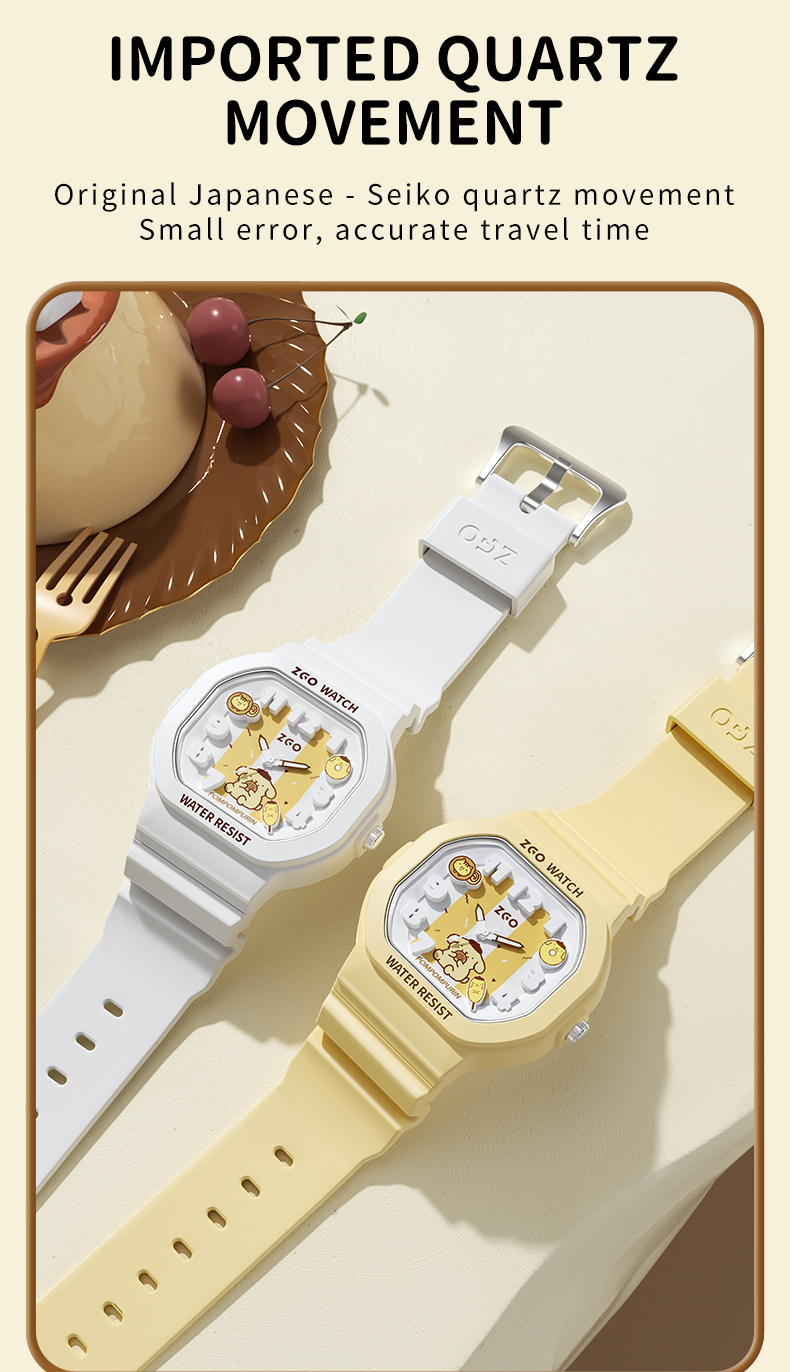 ZGO x Saniro Pompompurin Kids Watch For Boy Girl Student Comfortable ...
