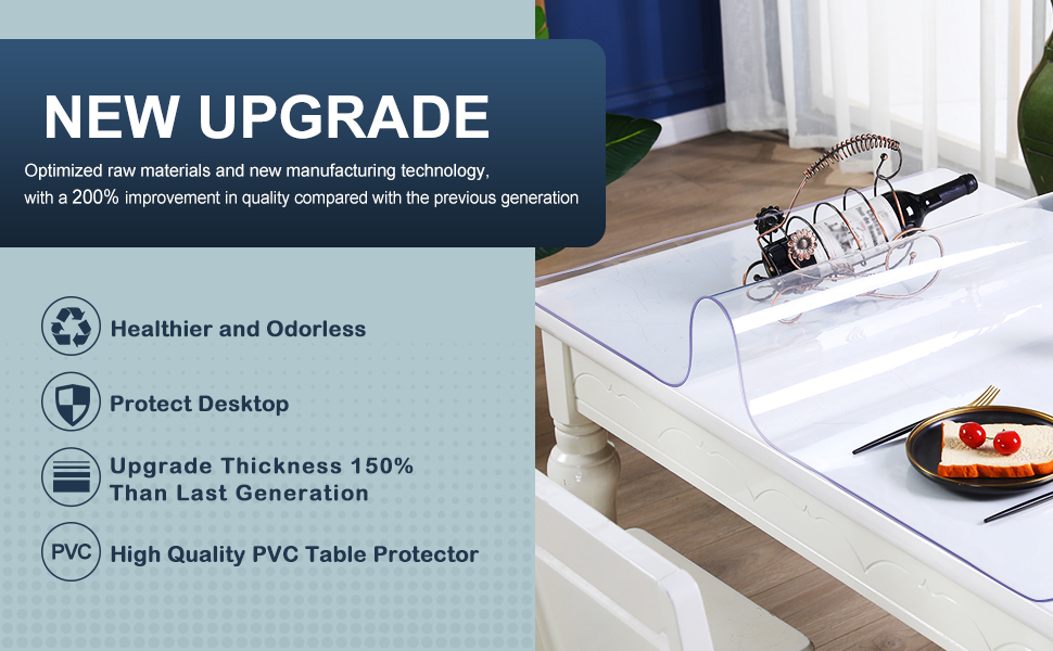 【5MM】Thick PVC Tablecloth TransparentClear Protective Table Cover ...