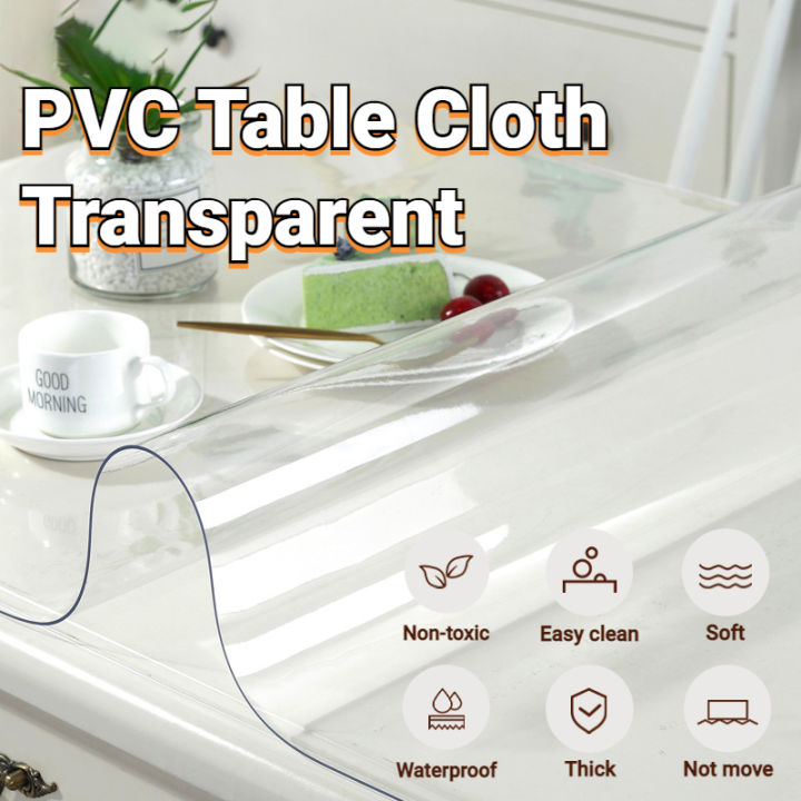 【5MM】Thick PVC Tablecloth TransparentClear Protective Table Cover ...