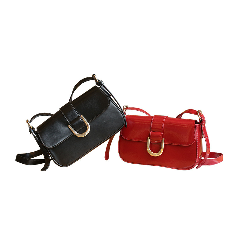 2024 Retro Wine Red Vachette Clasp Portable Underarm Shoulder Messenger ...