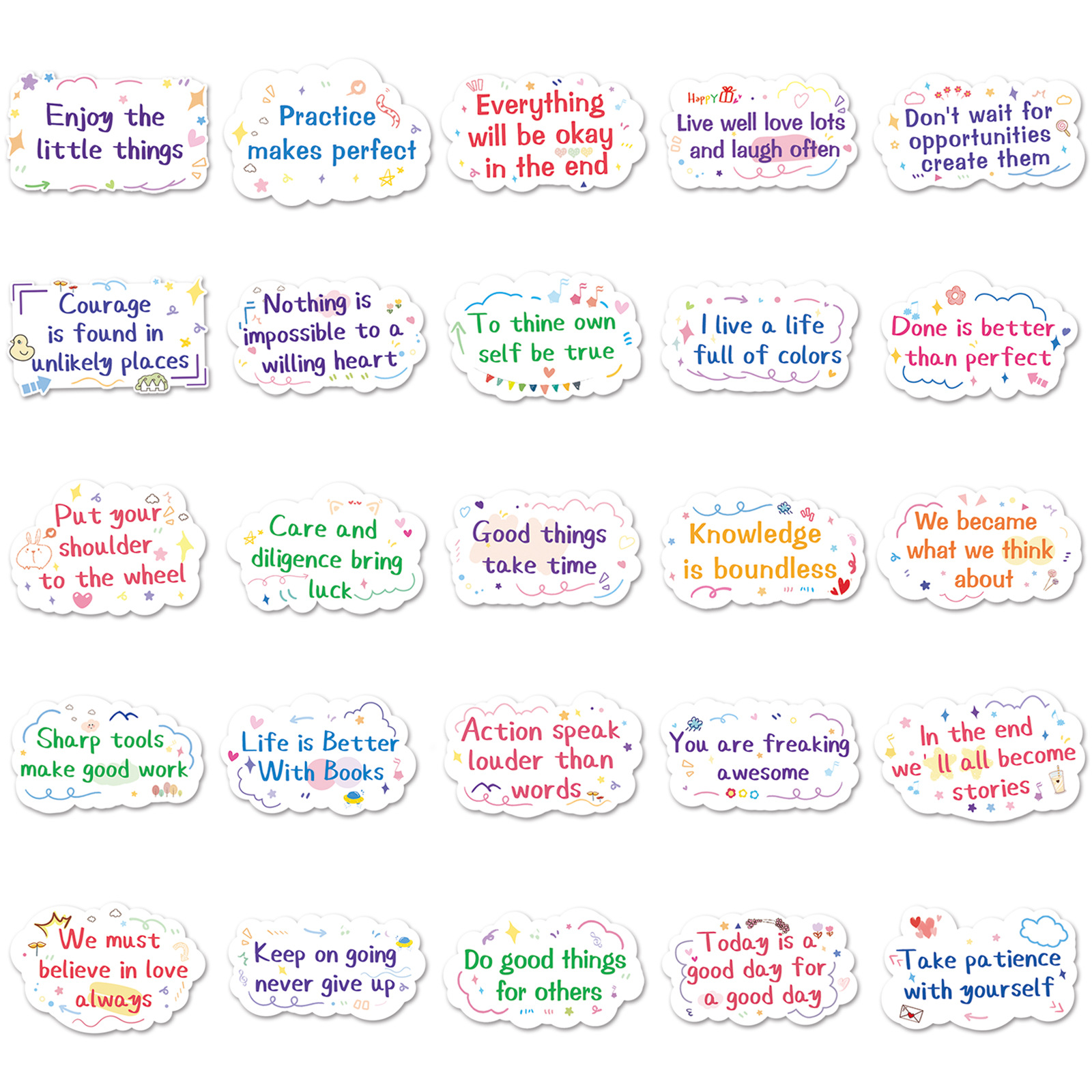 50Pcs Motivational English learning slogan Series Graffiti Stickers for ...