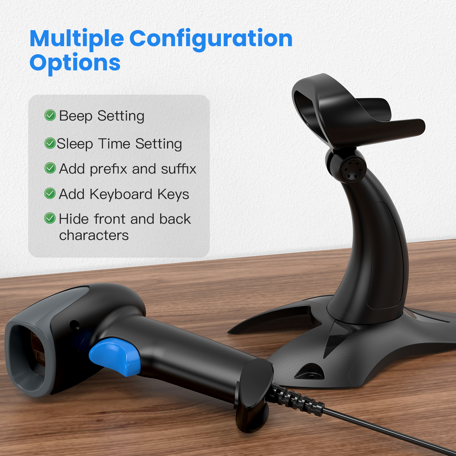 EYOYO Handheld 1D 2D Barcode Scanner USB Wired Connected with Stand ...