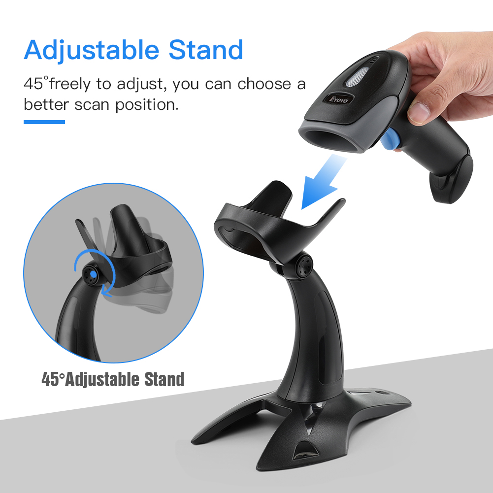 EYOYO Handheld 1D 2D Barcode Scanner USB Wired Connected with Stand ...