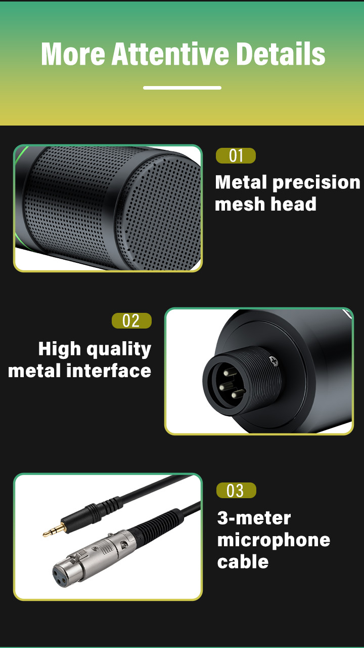 KOORFLY ZX320 True 48V Condenser Microphone XLR Microphone Sound ...