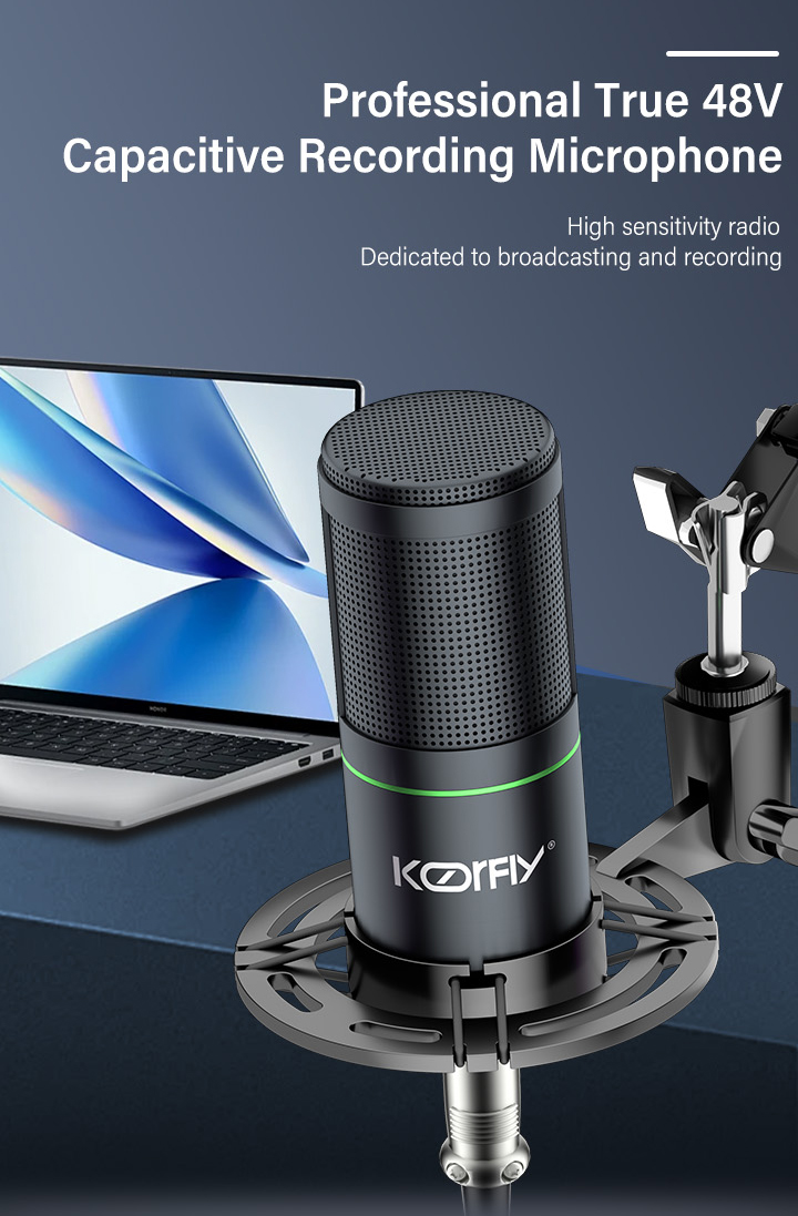 KOORFLY ZX320 True 48V Condenser Microphone XLR Microphone Sound Recording Microphone Wired ...