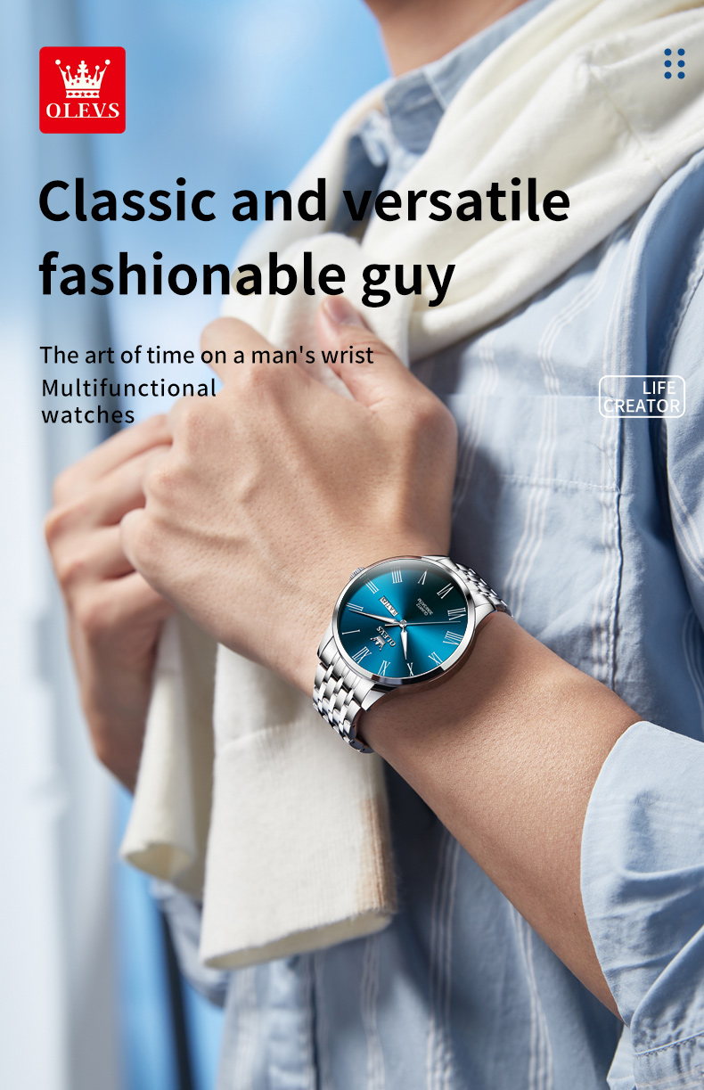 OLEVS Watch For Men Waterproof Original With Box Stainless Steel Strap ...