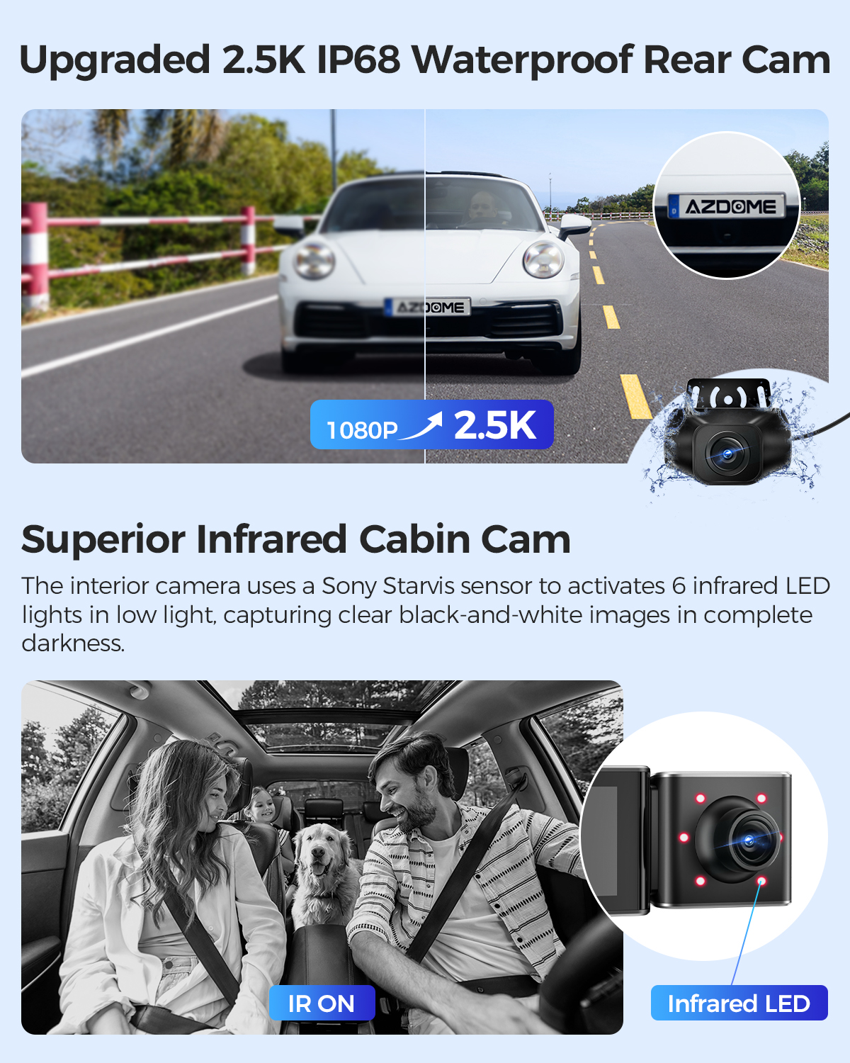 AZDOME M550 MAX 2024 Update True 4K 3 Channel Dash Cam 4K+1080P+2K ...