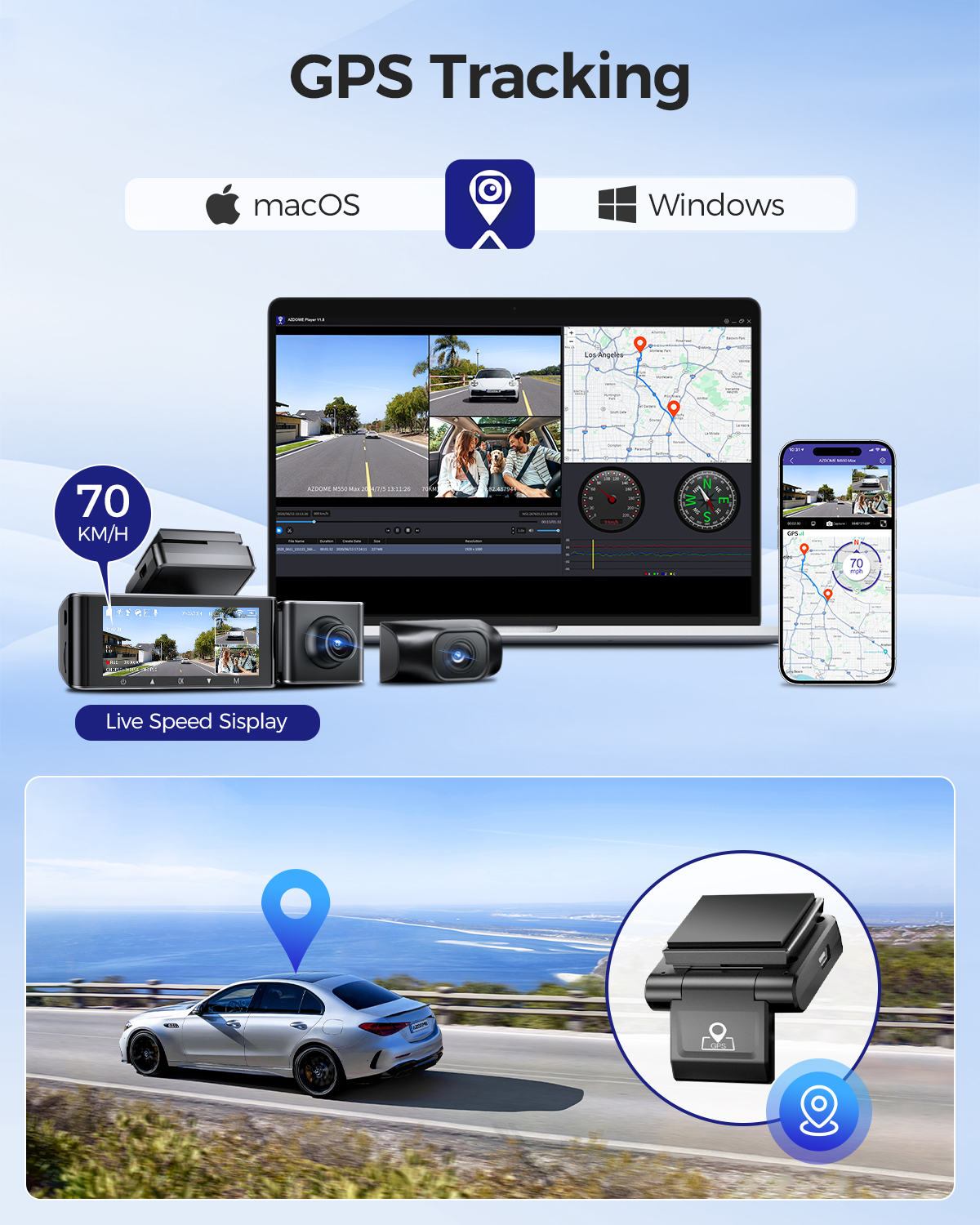 AZDOME M550 MAX 2024 Update True 4K 3 Channel Dash Cam 4K+1080P+2K ...