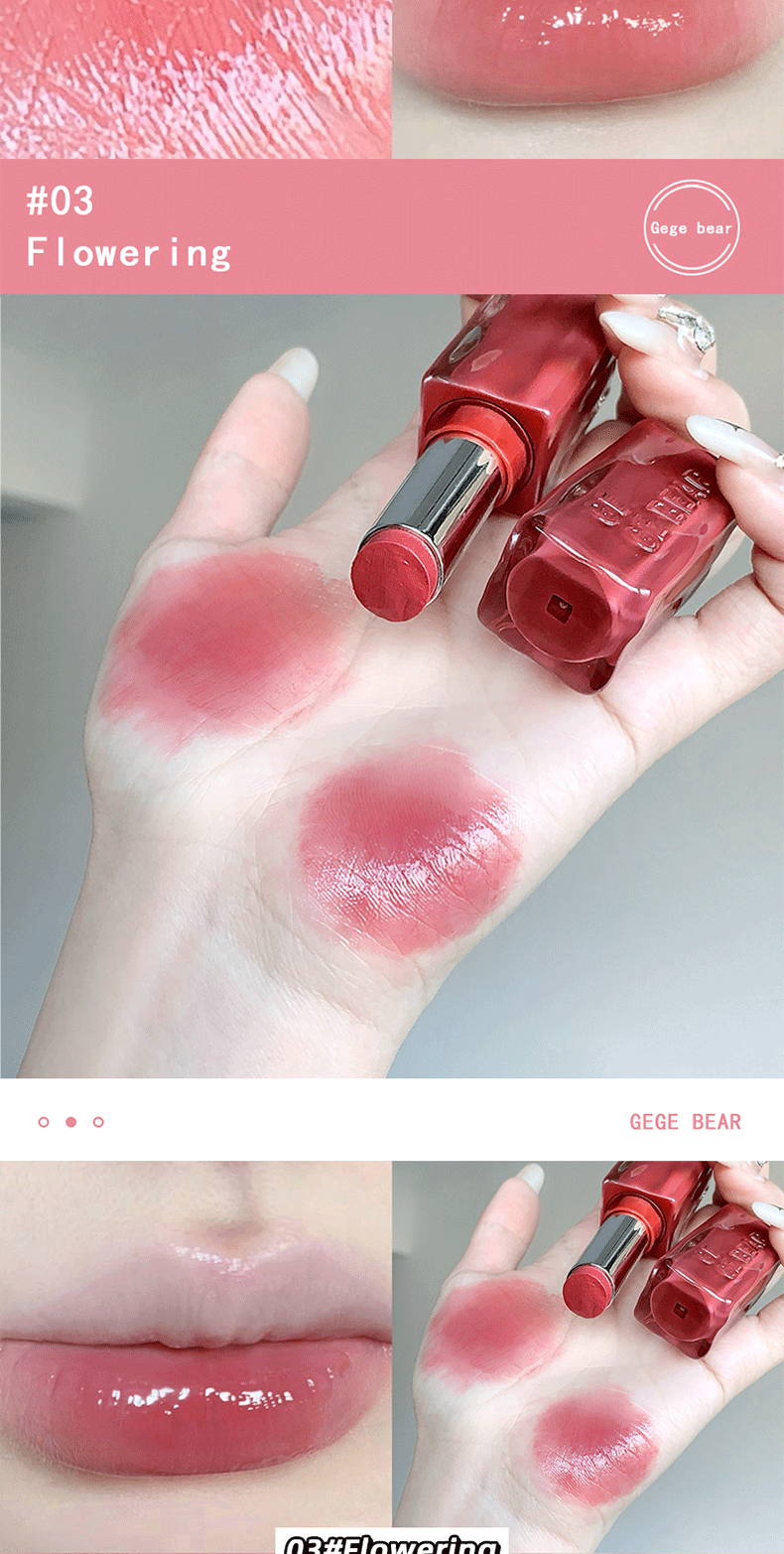 Rectangle Water Gloss Lipstick GEGE BEAR Moisten Jelly Lips Waterproof ...