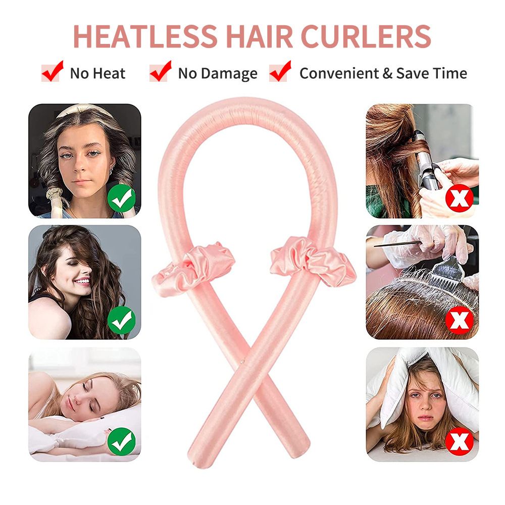 3PCS Heatless Curling Rod Set Hair Curlers Headband No Heat Silk Curls ...