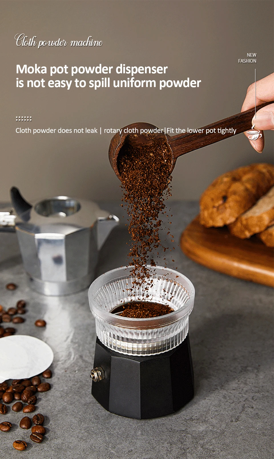 Coffee Powder Dispenser Coffee Tamper for Moka Pot Rotary Coffee Anti ...