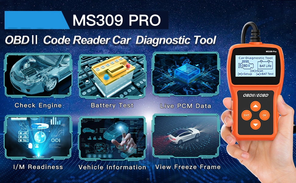 MS309/MS309Pro Car OBD2 Scanner Professional Engine Fault Code Reader 2 ...