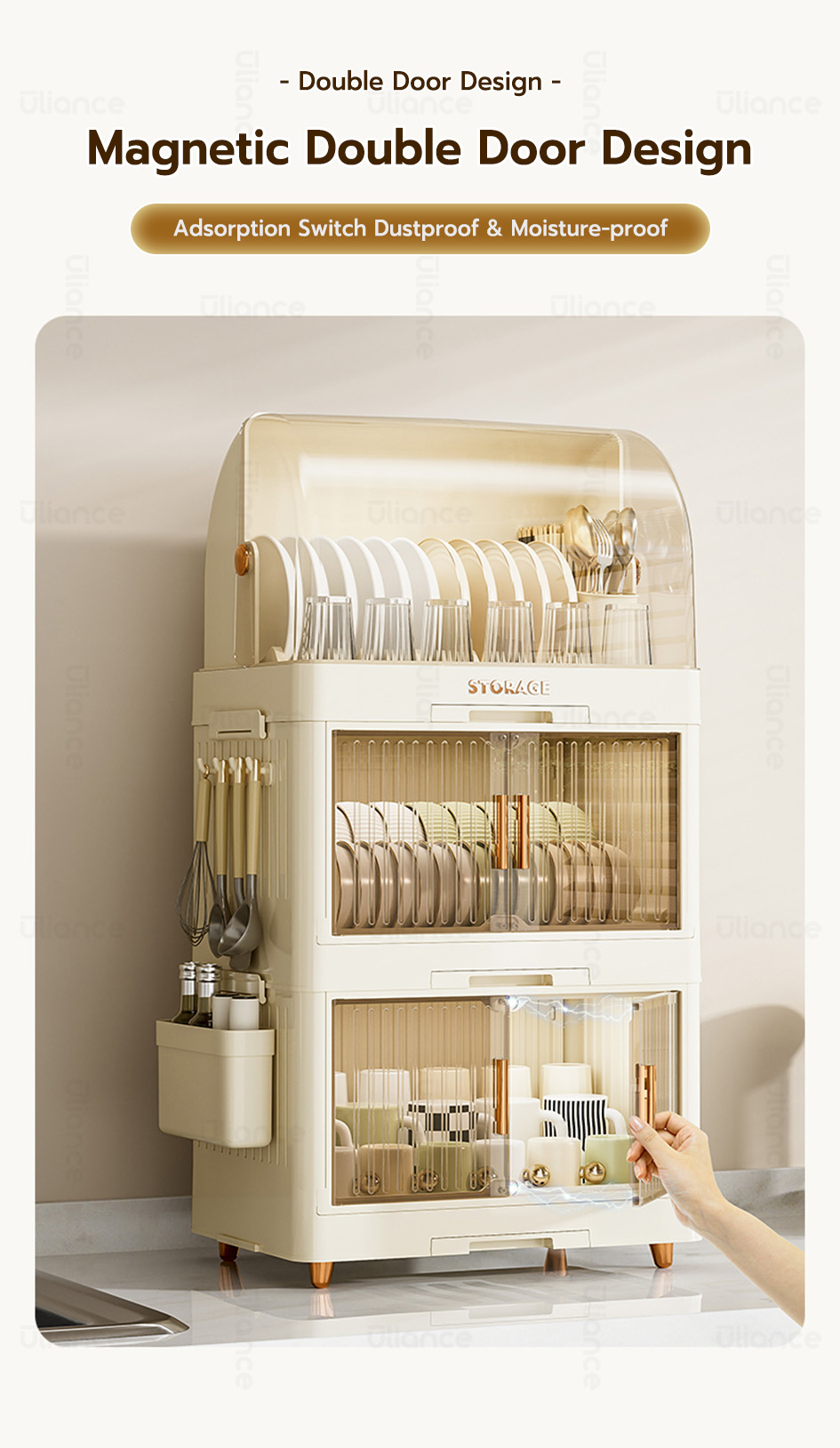 Uliance Foldable Plastic Dish Drainer Cabinet Aesthetic Dish Storage ...