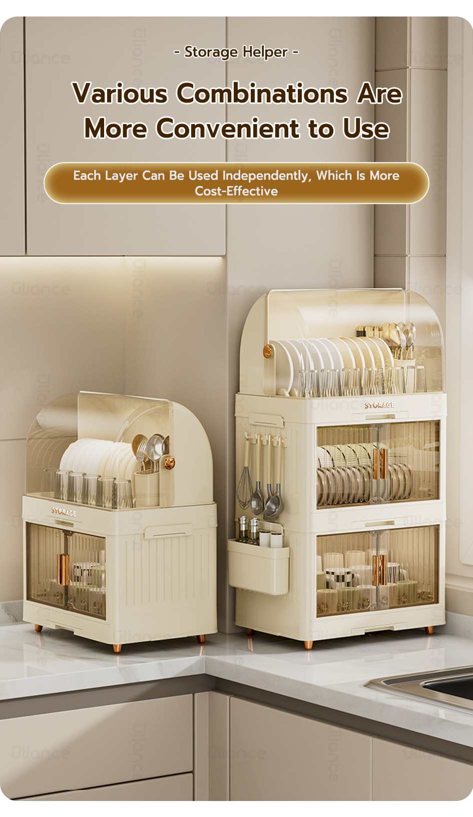 Uliance Foldable Plastic Dish Drainer Cabinet Aesthetic Dish Storage ...