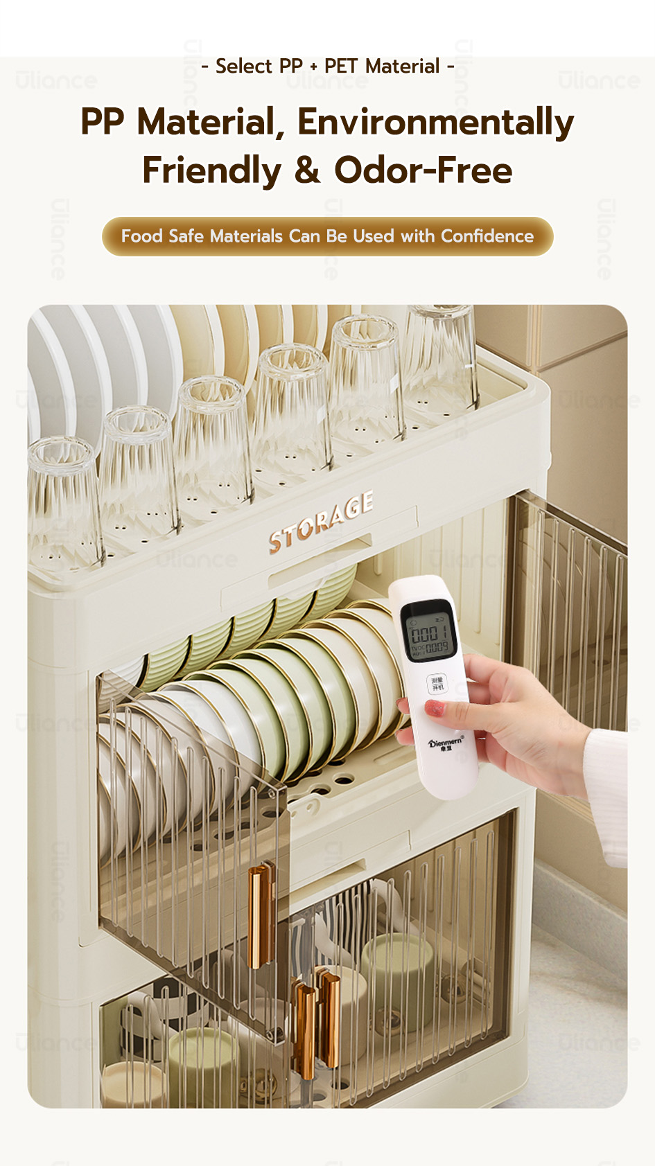 Uliance Foldable Plastic Dish Drainer Cabinet Aesthetic Dish Storage ...