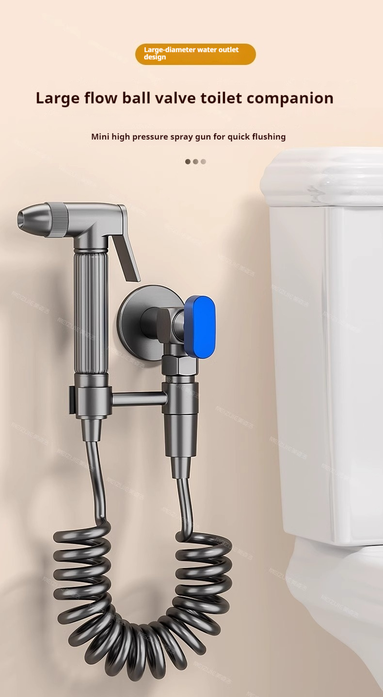 All Copper Toilet Spray Gun One In Two Out Three-way Angle Valve Toilet ...