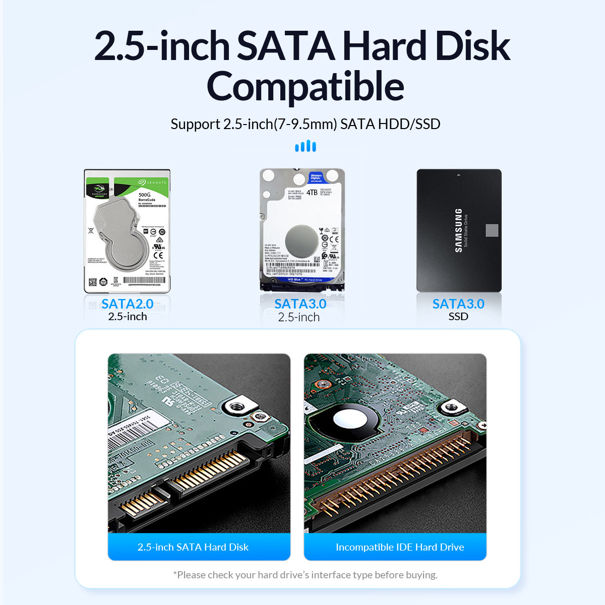 ORICO Hard Drive Case USB3.0 HDD Enclosure External Transparent HDD ...