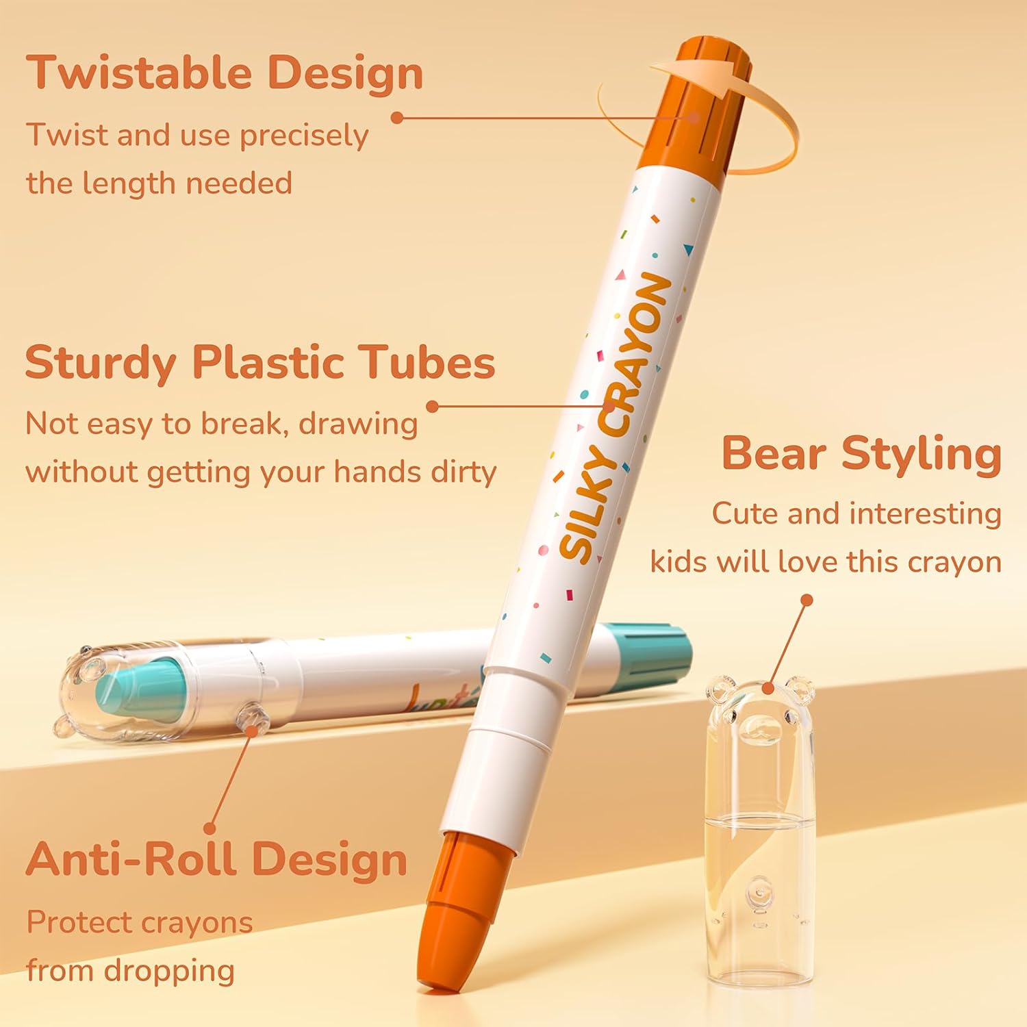 【Original Bear Style】12/24/36 Colors plastic crayons Painting Safe Non ...