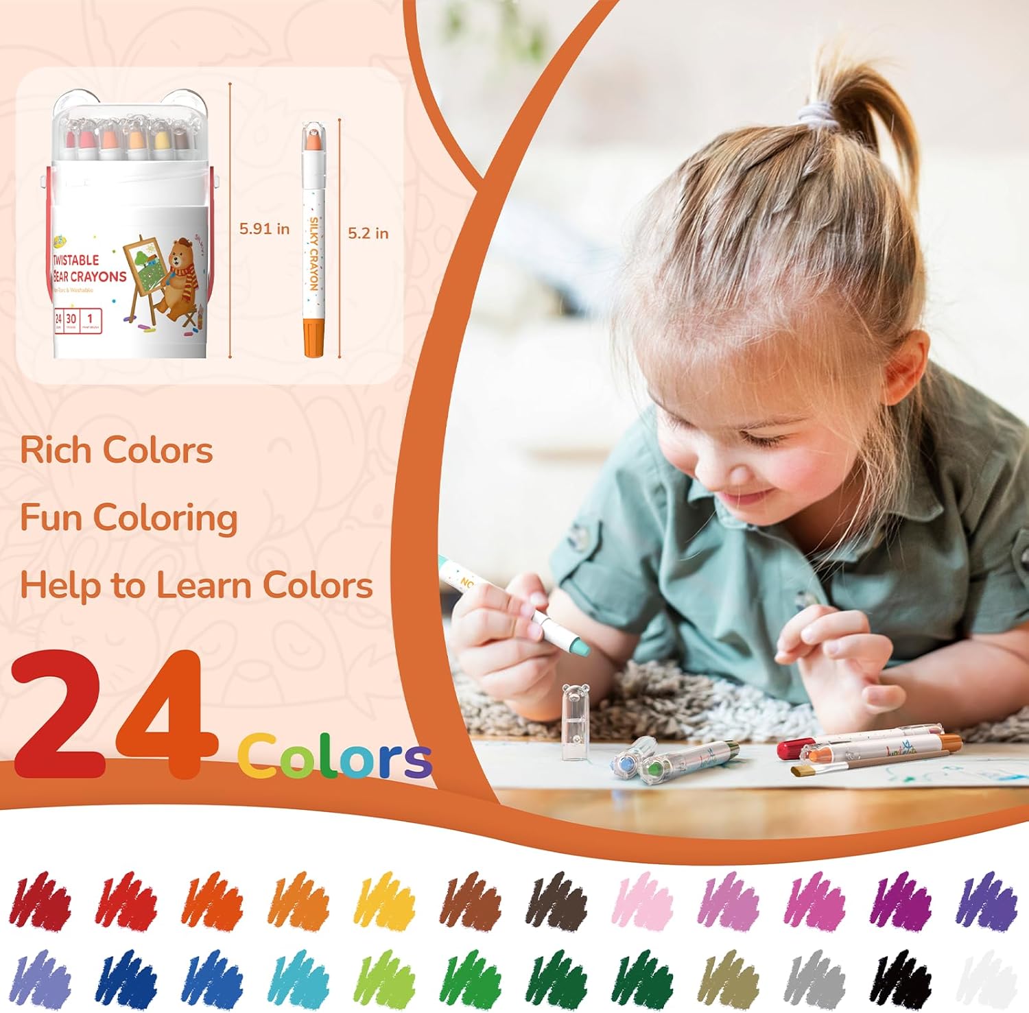 【Christmas gift】12/24/36 Colors plastick crayons Painting Safe Non ...