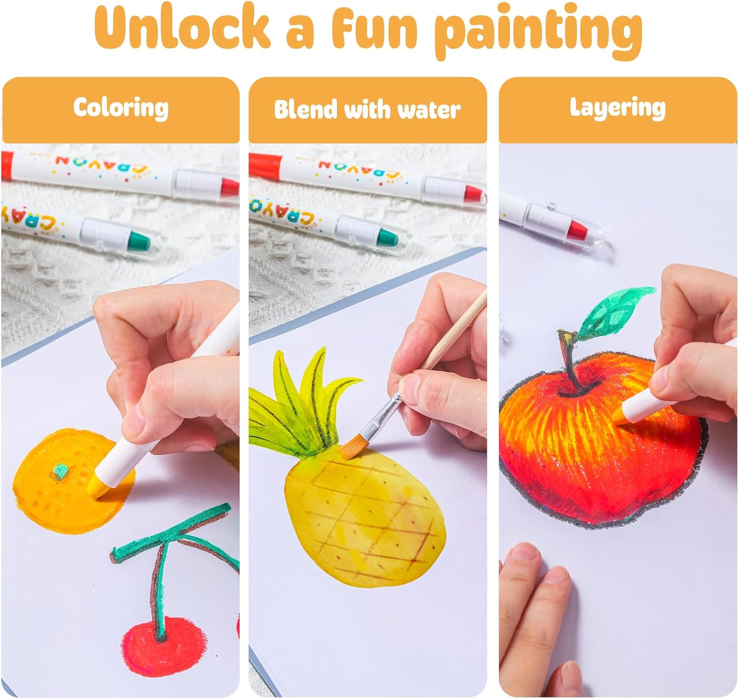 【Original Bear Style】12/24/36 Colors plastic crayons Painting Safe Non ...