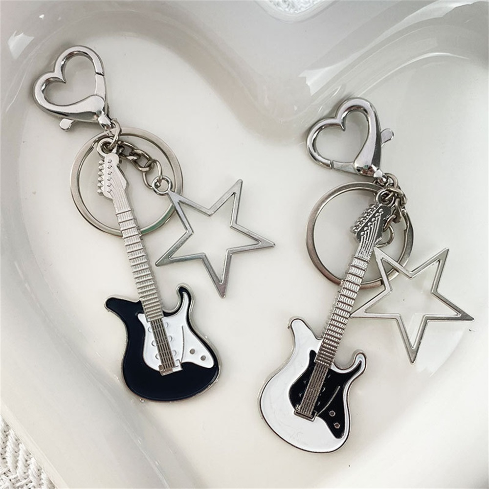 Cute Musical Instrument Keychain Guitar Pendant Keychain Couple Men and ...