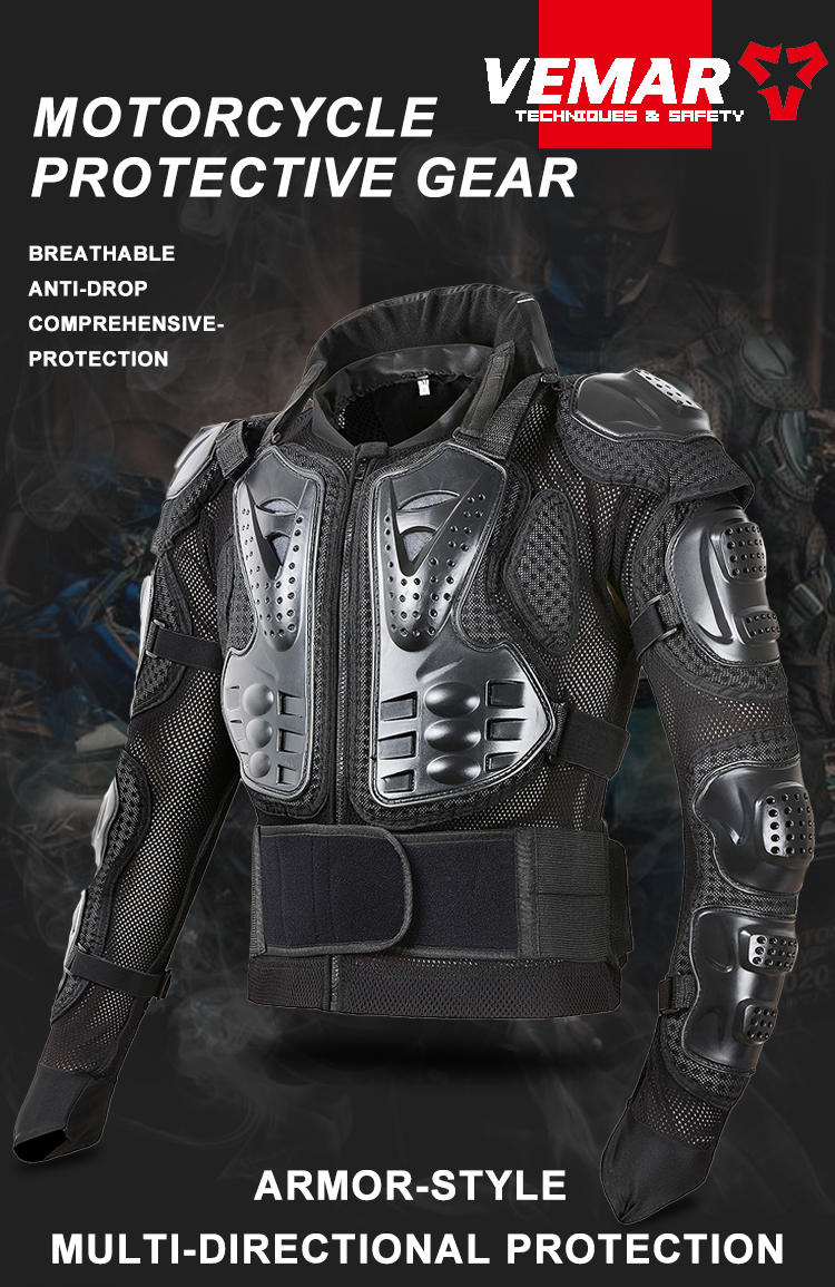 VEMAR Men's Motorcycle Armor Protective Gear Jacket With Neck Guard ...