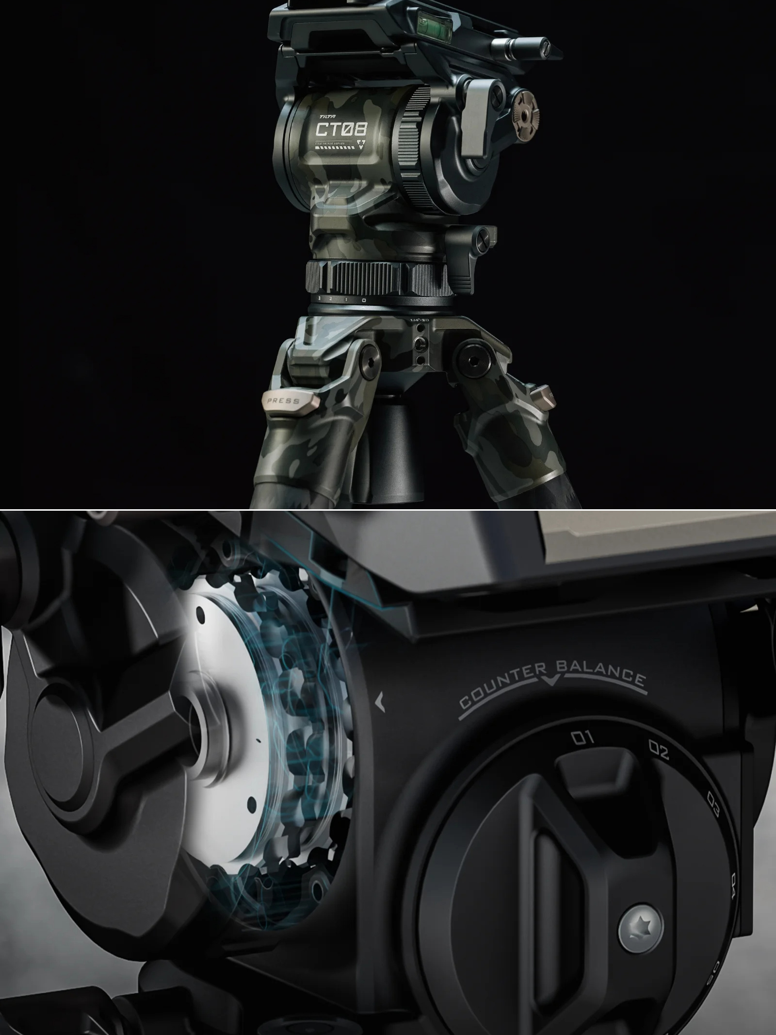 Tilta CT08 75mm Cine Fluid Head with 3-Stage Carbon Fiber Tripod Legs ...