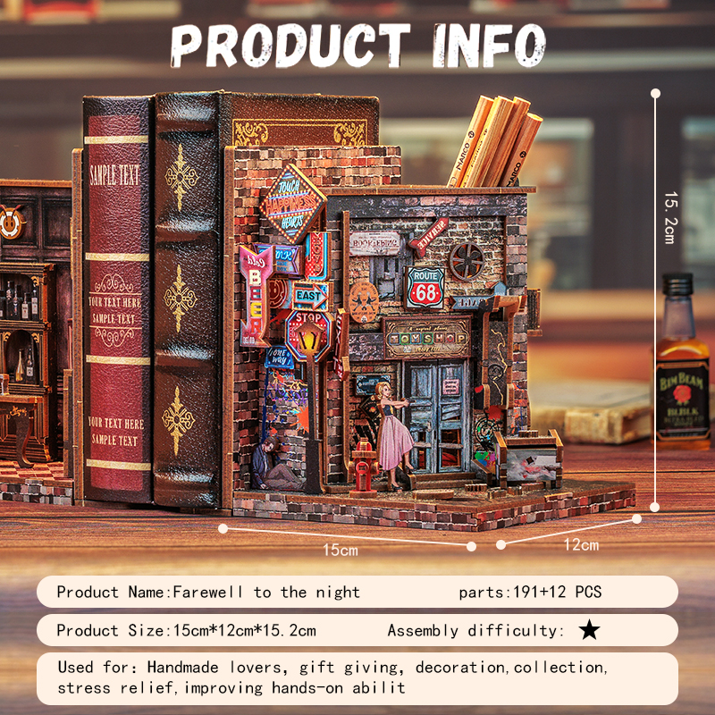 CUTEBEE Detective 3D Bookends DIY Dollhouse Wooden Bookshelf Insert ...