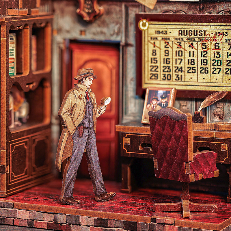 CUTEBEE Detective 3D Bookends DIY Dollhouse Wooden Bookshelf Insert ...