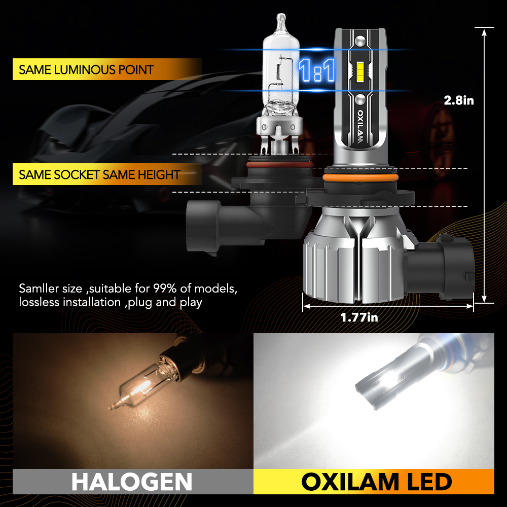 OXILAM 2Pcs 16000LM 60W H8/H9/H11 Car LED Headlight HB4 9006 HB3 9005 ...