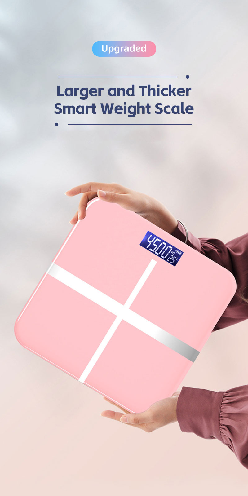 AKER USB Rechargeable Smart Weight Scale Human Night Vision LCD Display ...