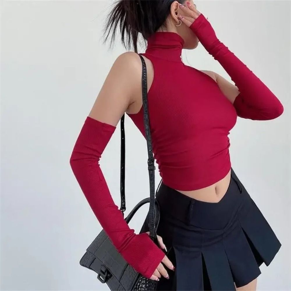 [MYTHIS] Turtleneck Suspender, Solid Y2K Crop Top, Summer Beach Bodice ...