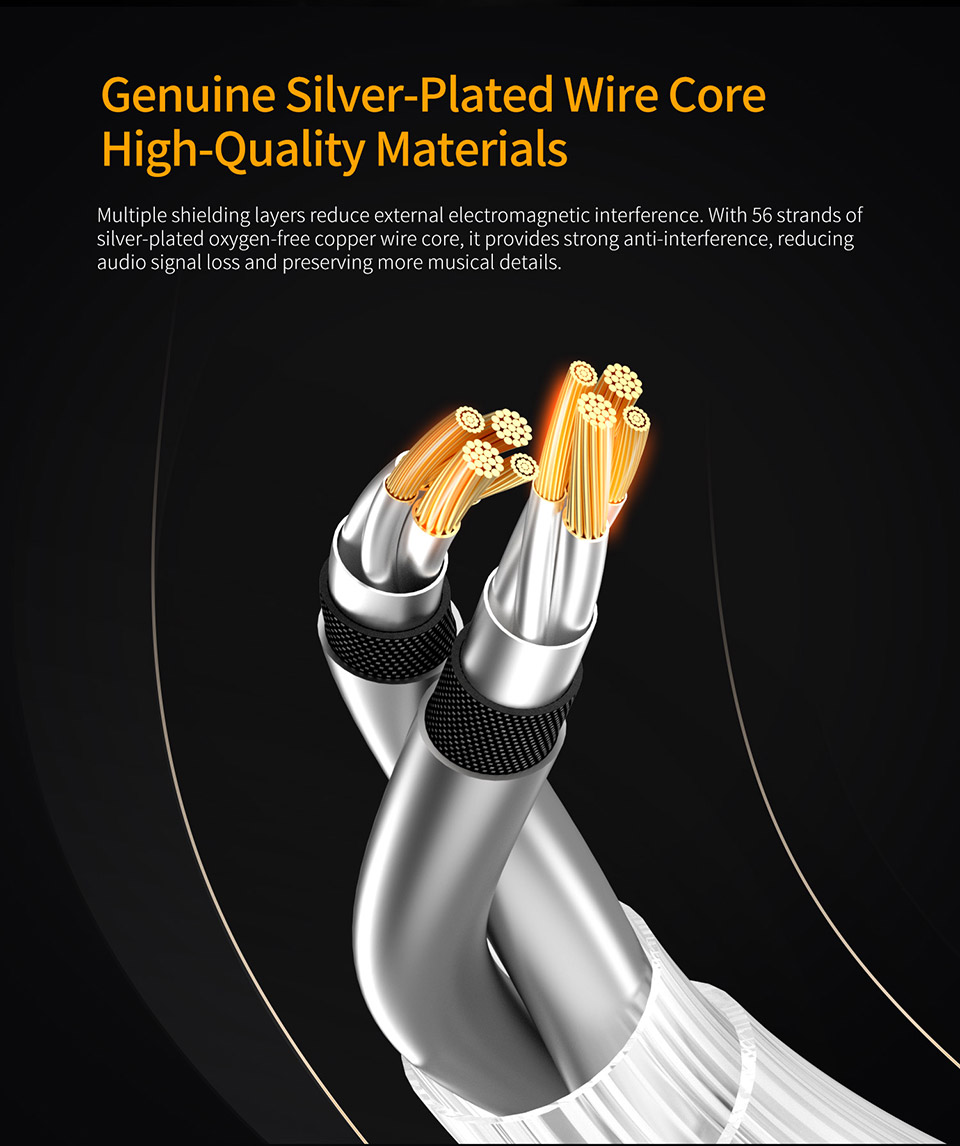 KZ Original TYPE-C Earphones Cables Silver Plated Upgrade Cable ...