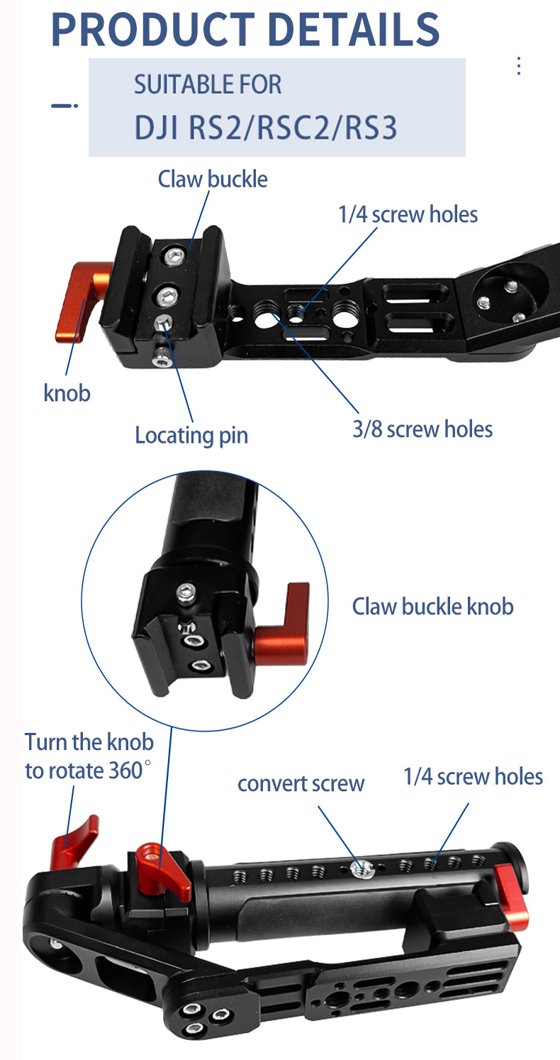 NovelGoal Adjustable Sling Handgrip Gimbal Sling Handle for for DJI Ronin RS2/RS3/RS4/RS4 PRO ...