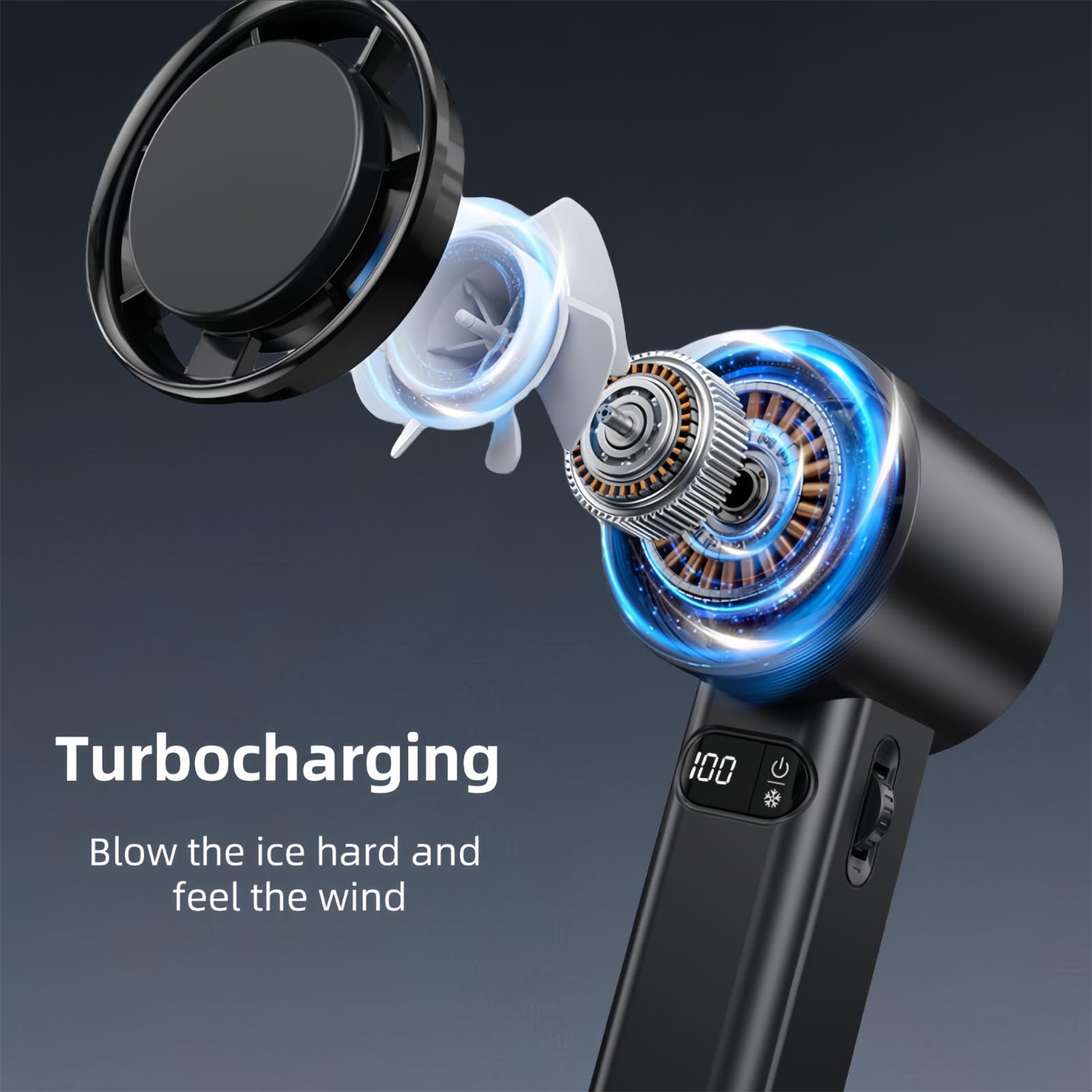 SPRINTF High Speed Refrigeration Handheld Fan 4800mAh 100 Level Speed ...